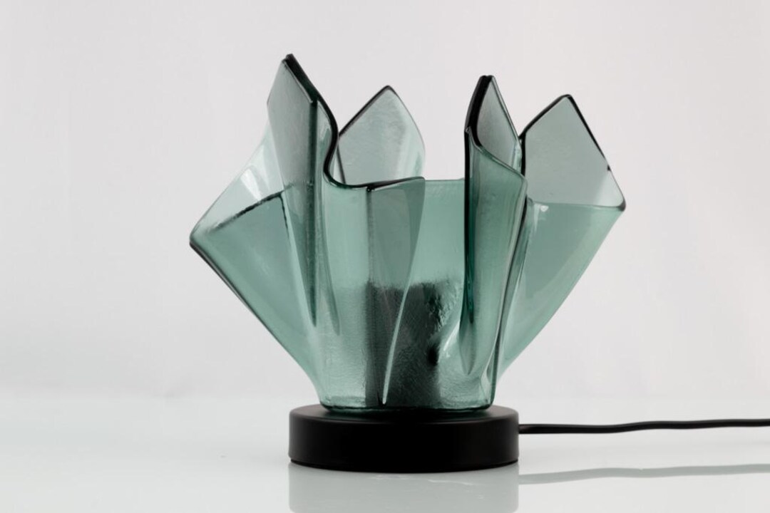 Handcrafted Teal Fused Glass Table Lamp: Modern Sea Green Desk Light - Etsy