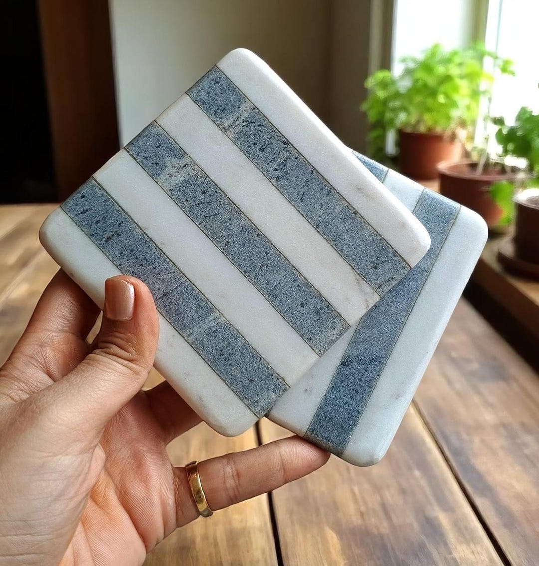 Marble Coasters Set of 4 With Stand | Handcrafted by Indian Artisans ...