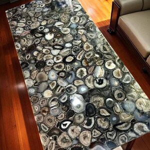 Handmade Black Agate Stone Table Top: Luxury Modern Decor - Etsy