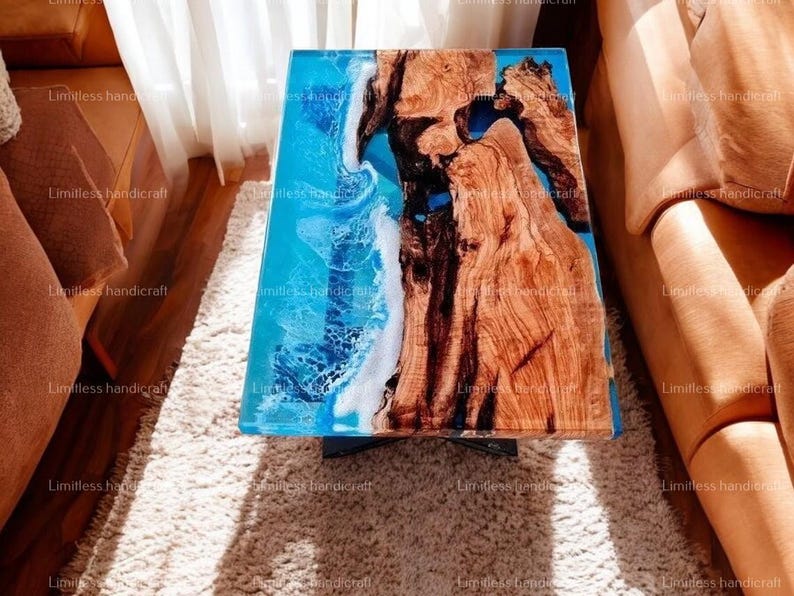 Ocean Epoxy Resin Table, Epoxy Countertop Desk Table, Wooden Epoxy ...