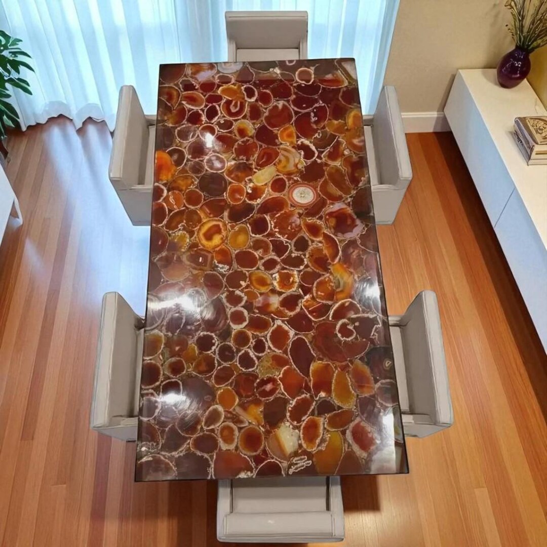 Handmade Agate Stone Dining Table: Luxury Gemstone Art Furniture - Etsy