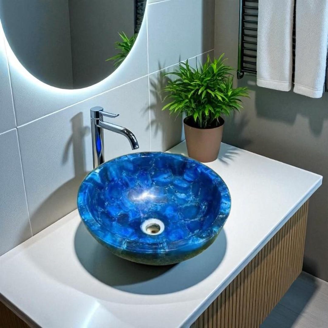 Handmade Lapis Lazuli Stone Sink: Luxury Gemstone Bathroom Decor - Etsy