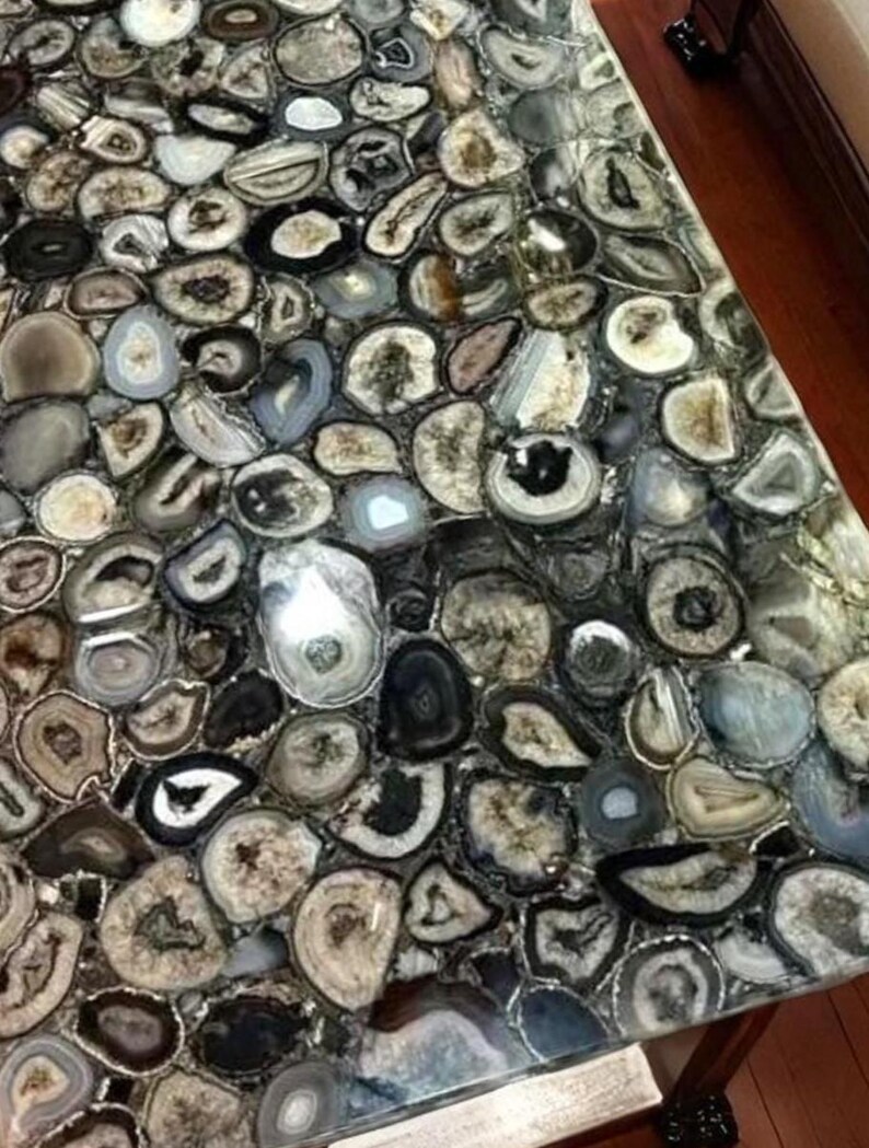 Handmade Black Agate Stone Table Top: Luxury Modern Decor - Etsy