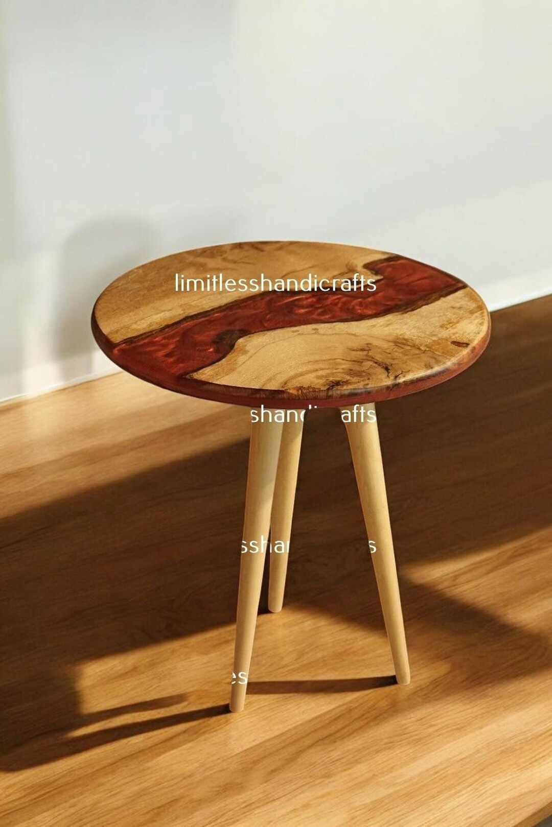 Round Resin Coffee Table Custom Live Edge Slab Round Epoxy Side Table ...
