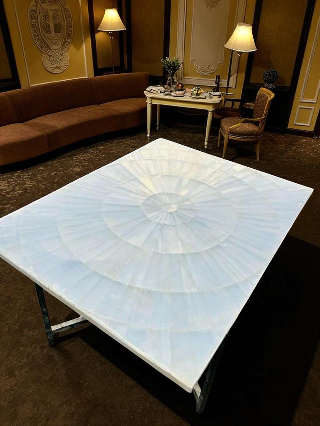 Handmade Selenite Crystal Dining Table Elegant Kitchen Countertop Slab ...