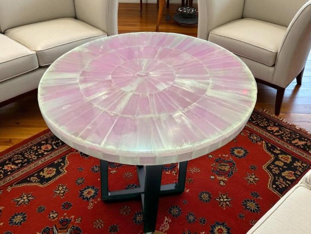 Handmade Selenite Crystal Coffee Table: Sunburst Gemstone Table Top - Etsy