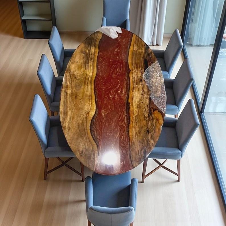 Luxury Epoxy Resin River Dining Table – Handmade Acacia Wood Live Edge ...