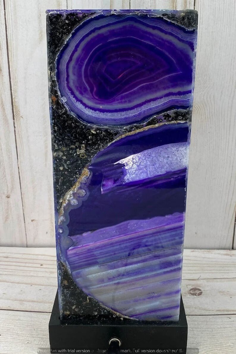 Purple Agate Stone Light Lamp Bedroom Lamp Handmade Agate - Etsy