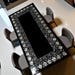 Black Marble Inlay Dining Table: Floral Gemstone Marquetry, Handmade in ...