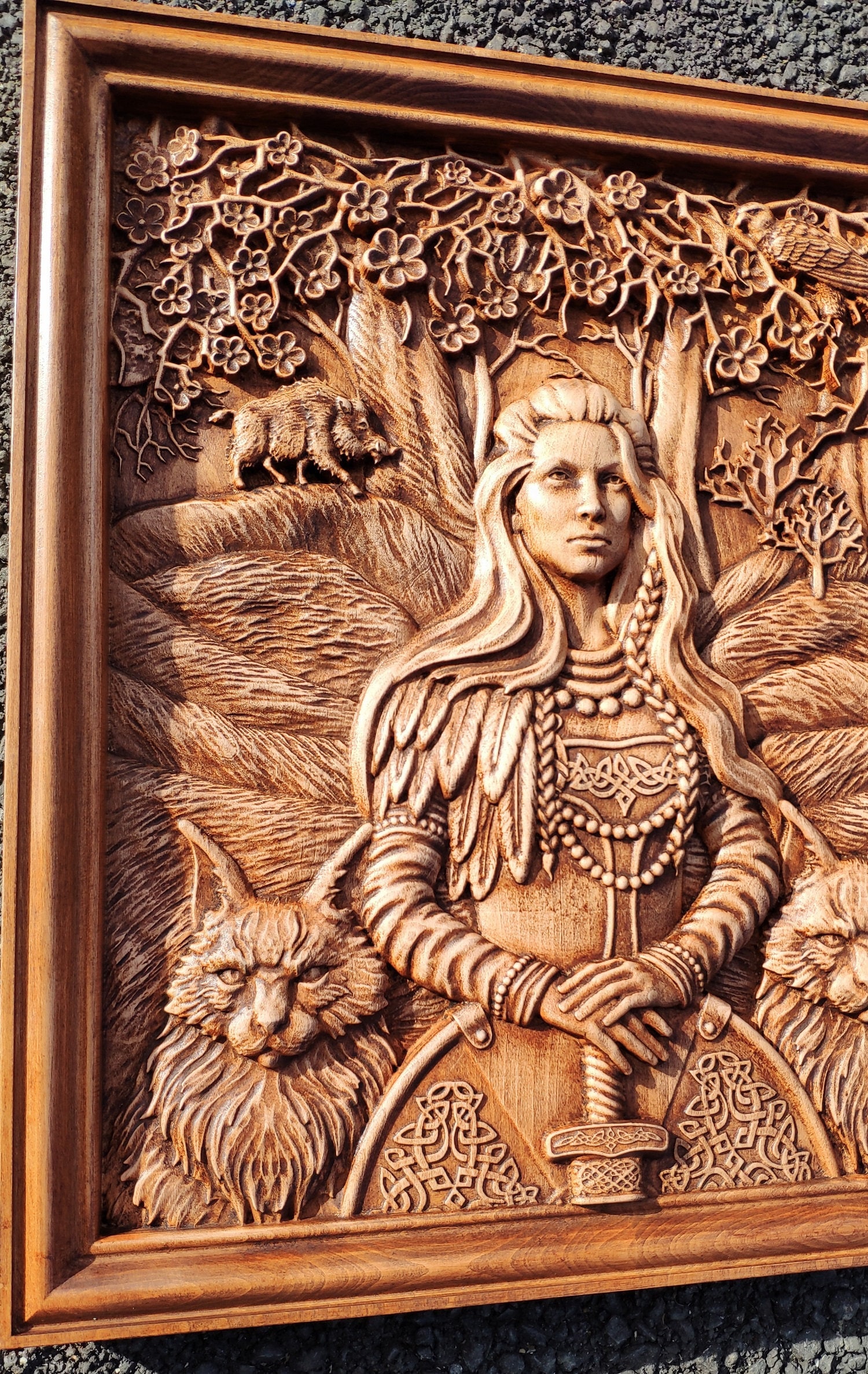 Figurines Art & Collectibles Freya wood carving altar heathen asatru ...