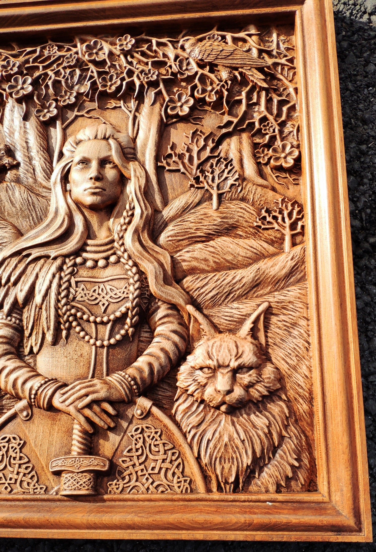 Figurines Art & Collectibles Freya wood carving altar heathen asatru ...