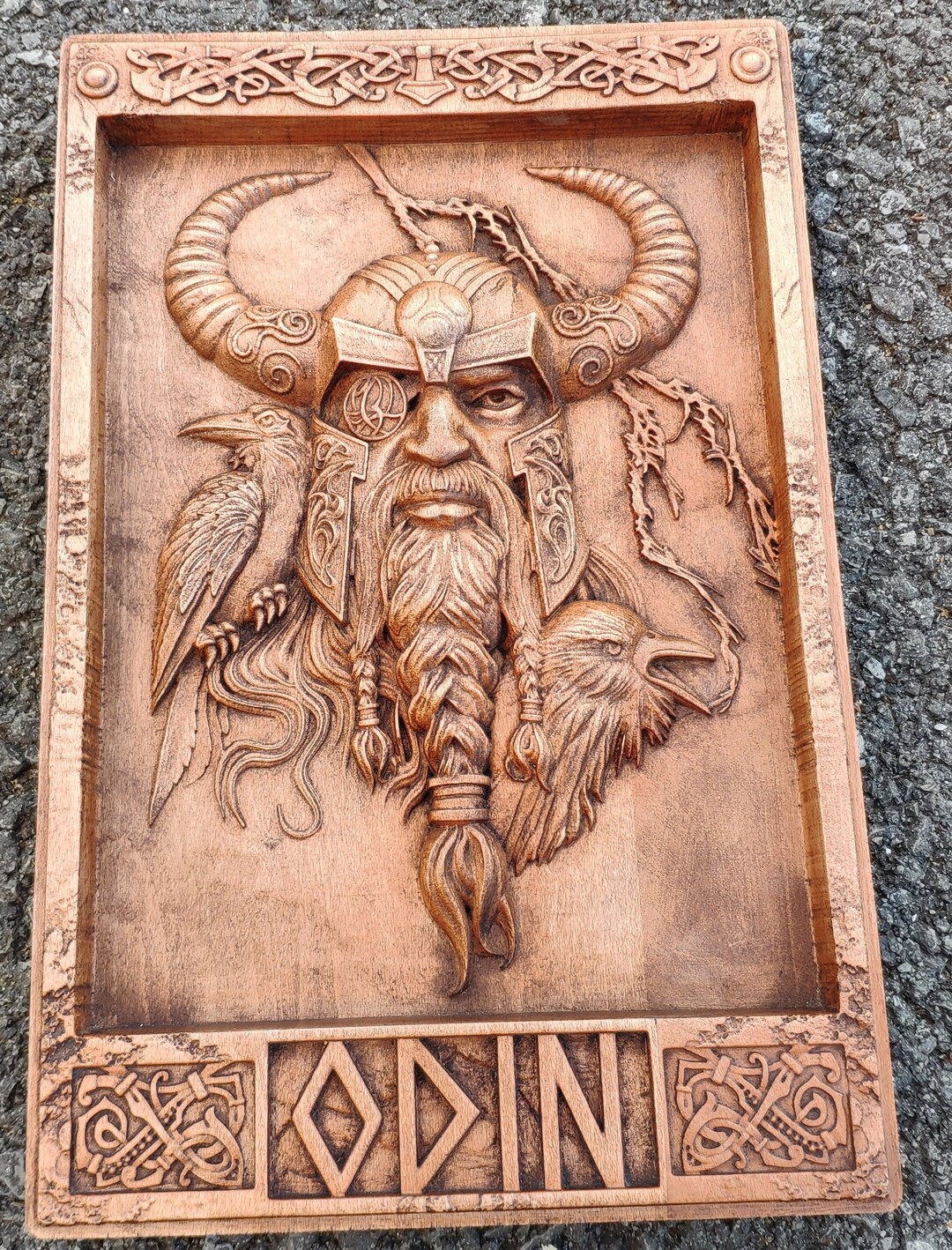 Norse God Odin Vikings Mythology Wood Carved Wall Art Home Decor ...