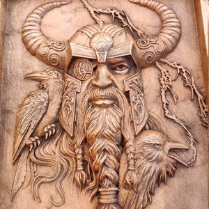 Norse God Odin Vikings Mythology Wood Carved Wall Art Home Decor ...