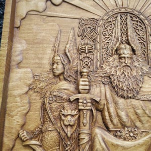 Vikings Norse God Odin Wood Carved Wall Art Home Decor Valkyrie ...