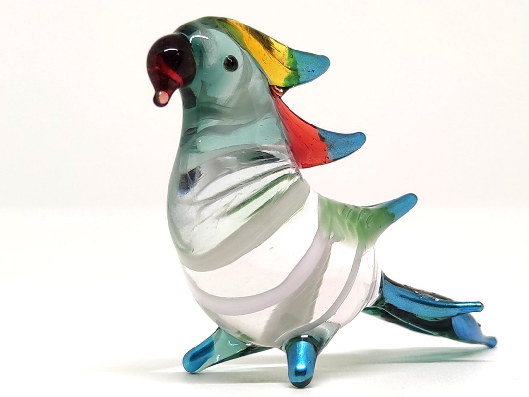 Parrot Bird Miniature Figurines Animals Hand Blown Glass Art ...