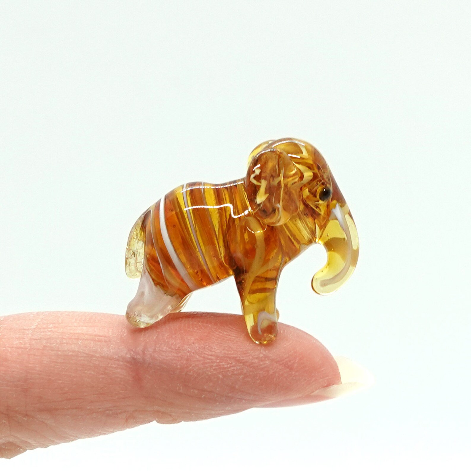 Elephant Tiny Micro Figurines Hand Blown Glass Art Animals Collectible ...