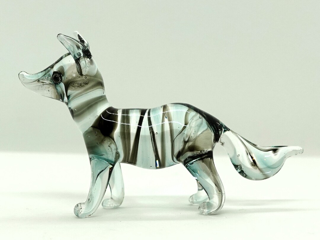 Fox Miniature Figurines Animals Hand Blown Glass Art Collectible Gift ...