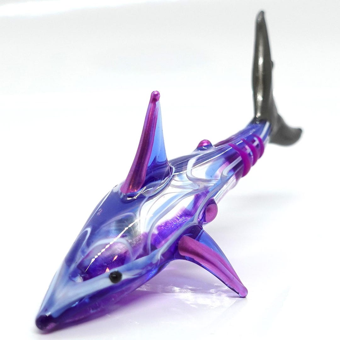 Shark Miniature Figurines Animals Hand Blown Glass Art Collectible Gift ...