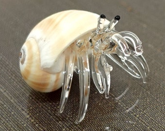 Tiny Miniature Sea Shell Seashell Hermit Crab Beach Animals Blown Glass ...