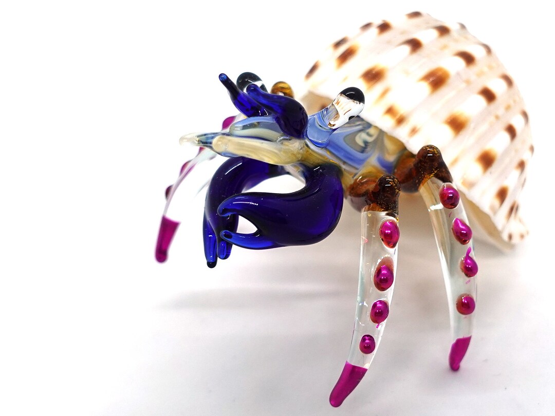 Seashell Hermit Crab Figurines Animals Hand Blown Glass Art Collectible ...