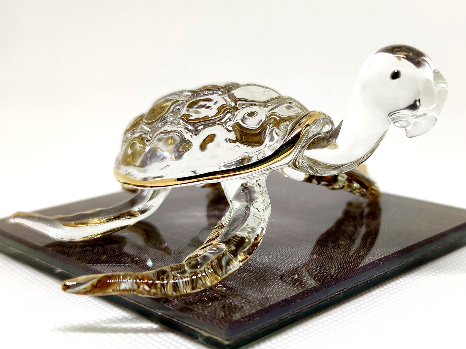 4 Inches Turtle Sea Figurines Hand Blown Glass Art W' 22k | Etsy