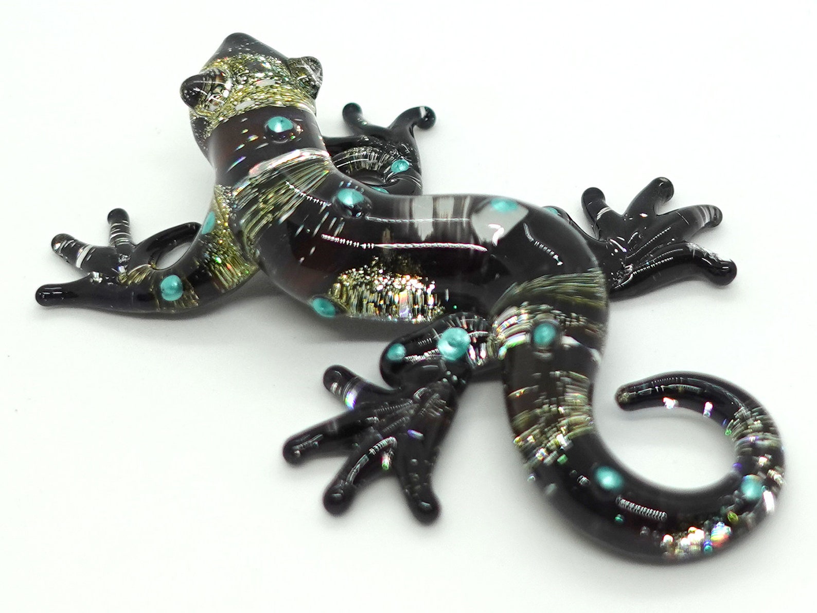 Gecko Figurines Animals Hand Painted Blown Glass Art - Etsy