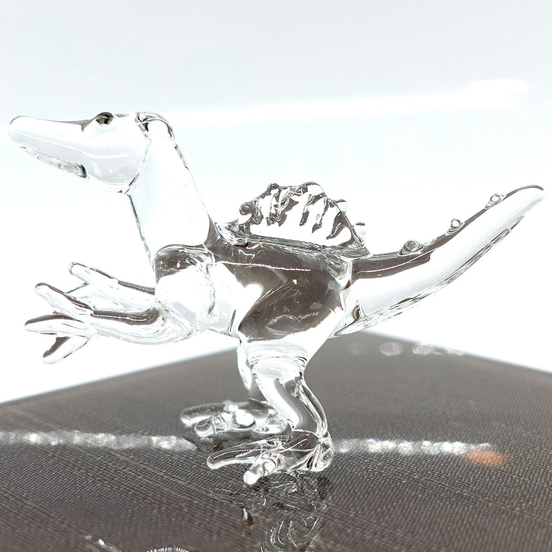 Clear Spinosaurus Dinosaur Miniature Figurines Hand Blown Glass Art ...