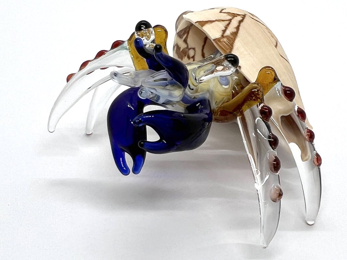 Seashell Hermit Crab Figurines Animals Hand Blown Glass Art - Etsy