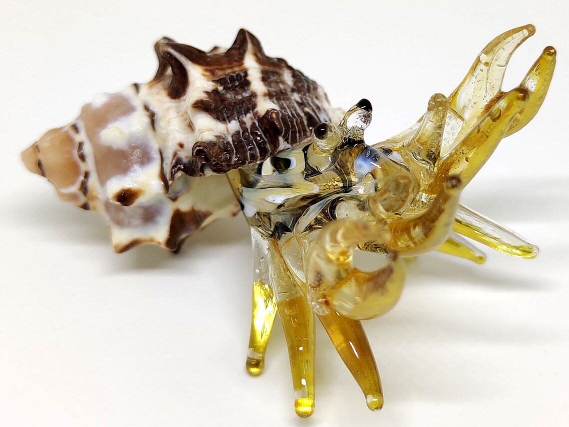 Seashell Hermit Crab Miniature Figurines Animals Hand Blown Glass Art ...