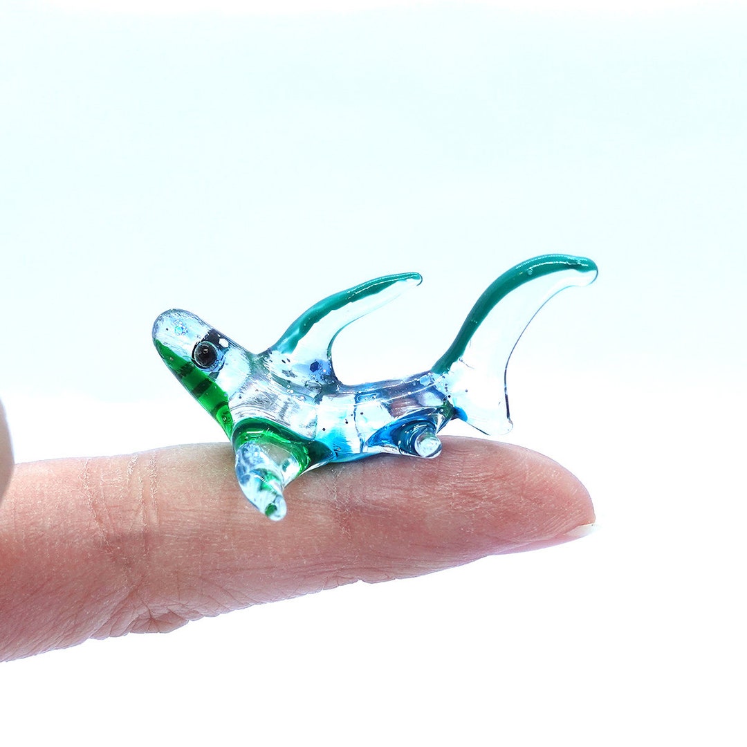 Shark Tiny Micro Figurines Hand Blown Glass Art Animals Sea Collectible ...