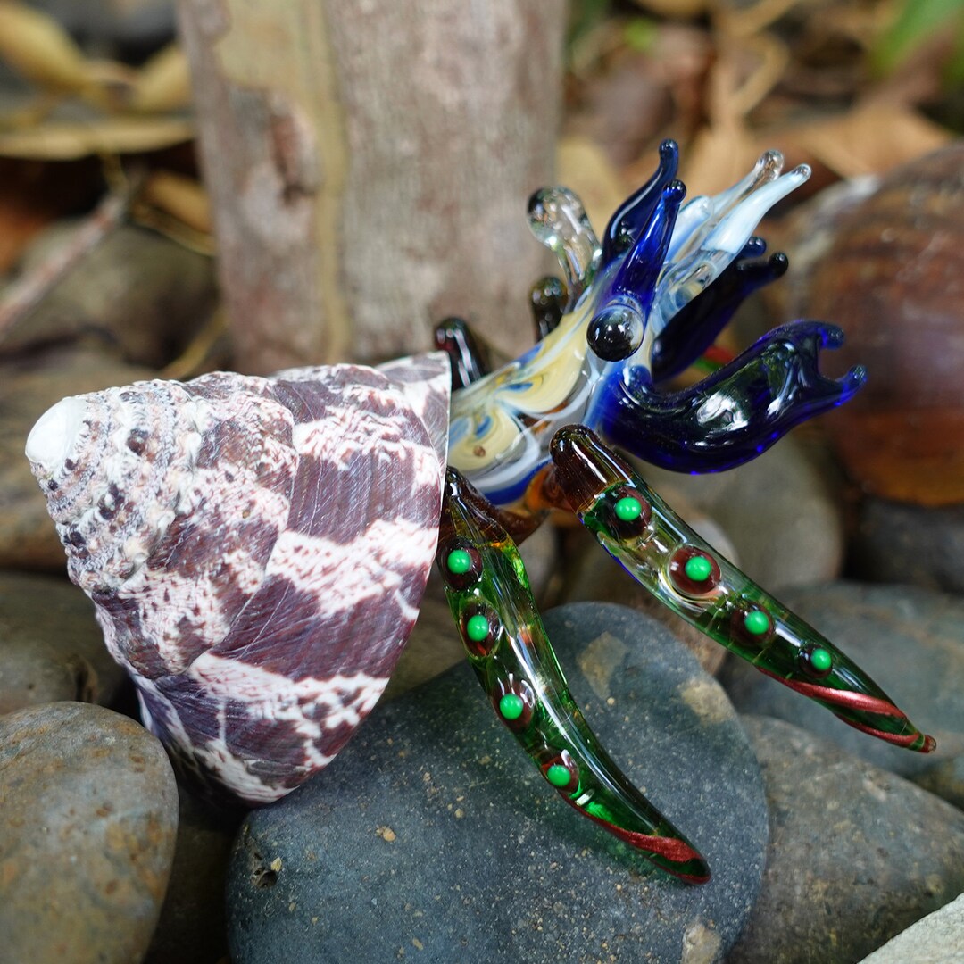 Seashell Hermit Crab Figurines Animals Hand Blown Glass Art Collectible ...
