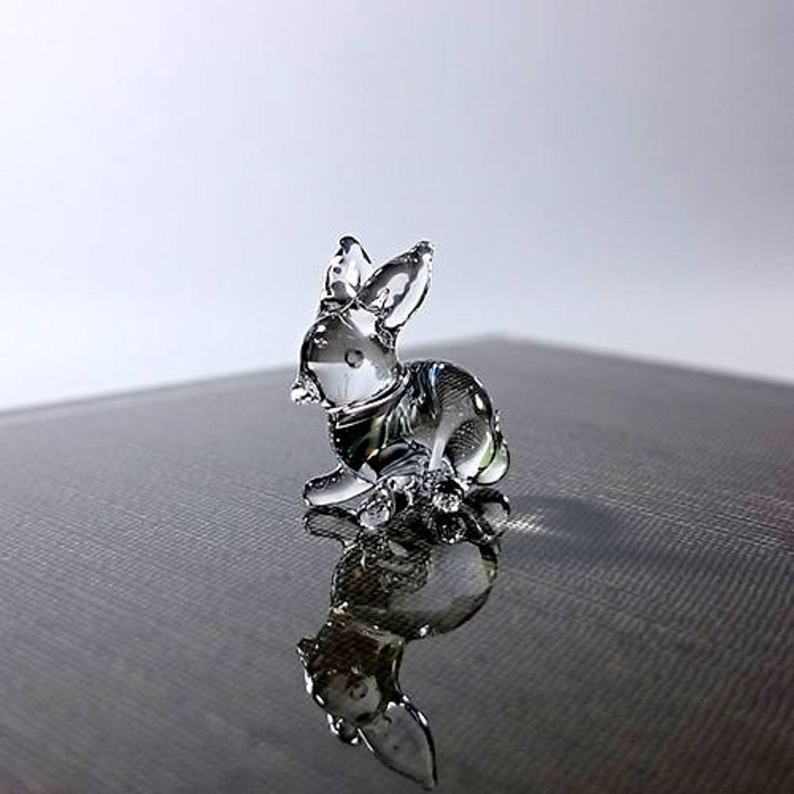 Tiny Micro Crystal Rabbit Bunny Figurines Hand Blown Clear | Etsy