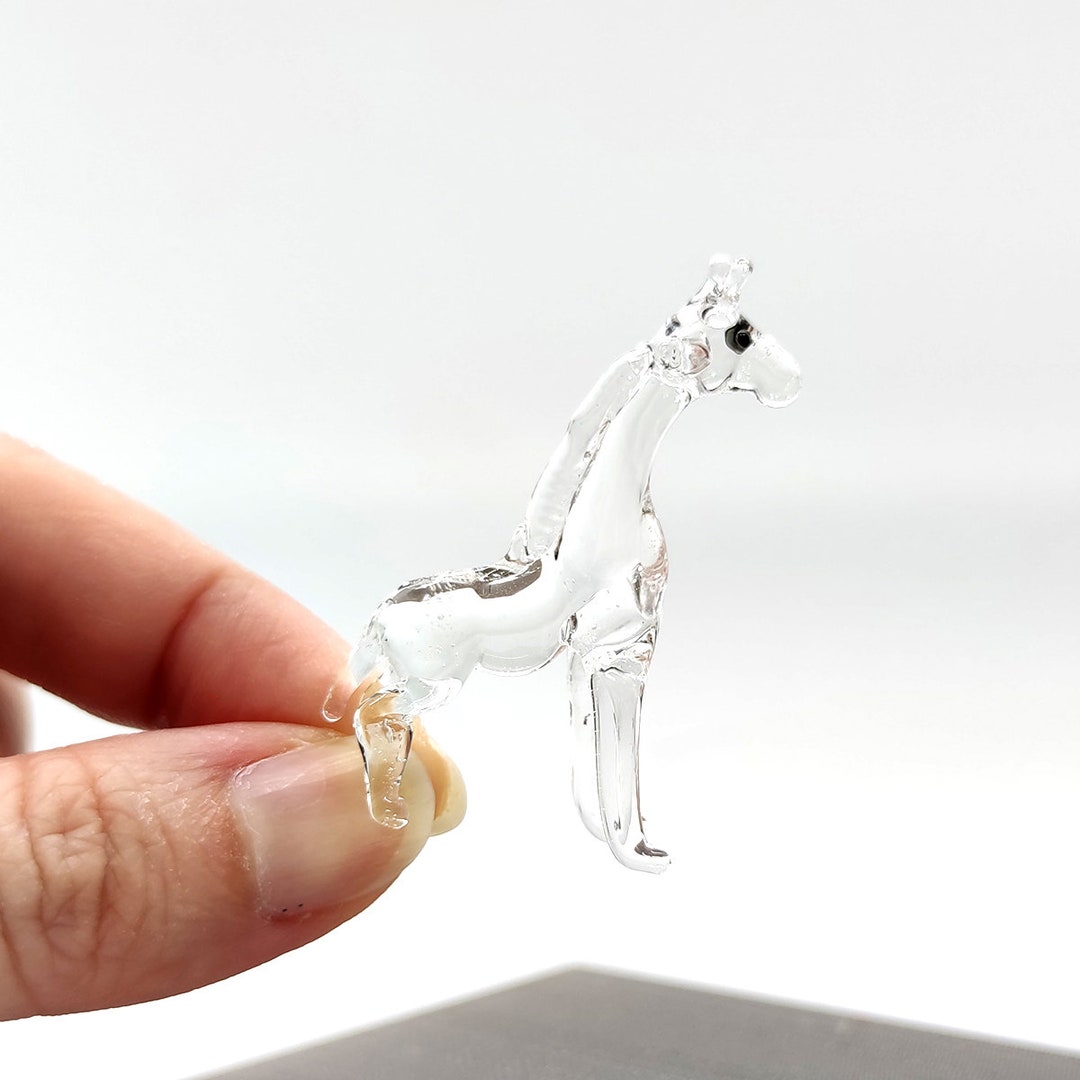 Tiny Micro Crystal Giraffe Figurines Hand Blown Clear Glass Art Animals ...