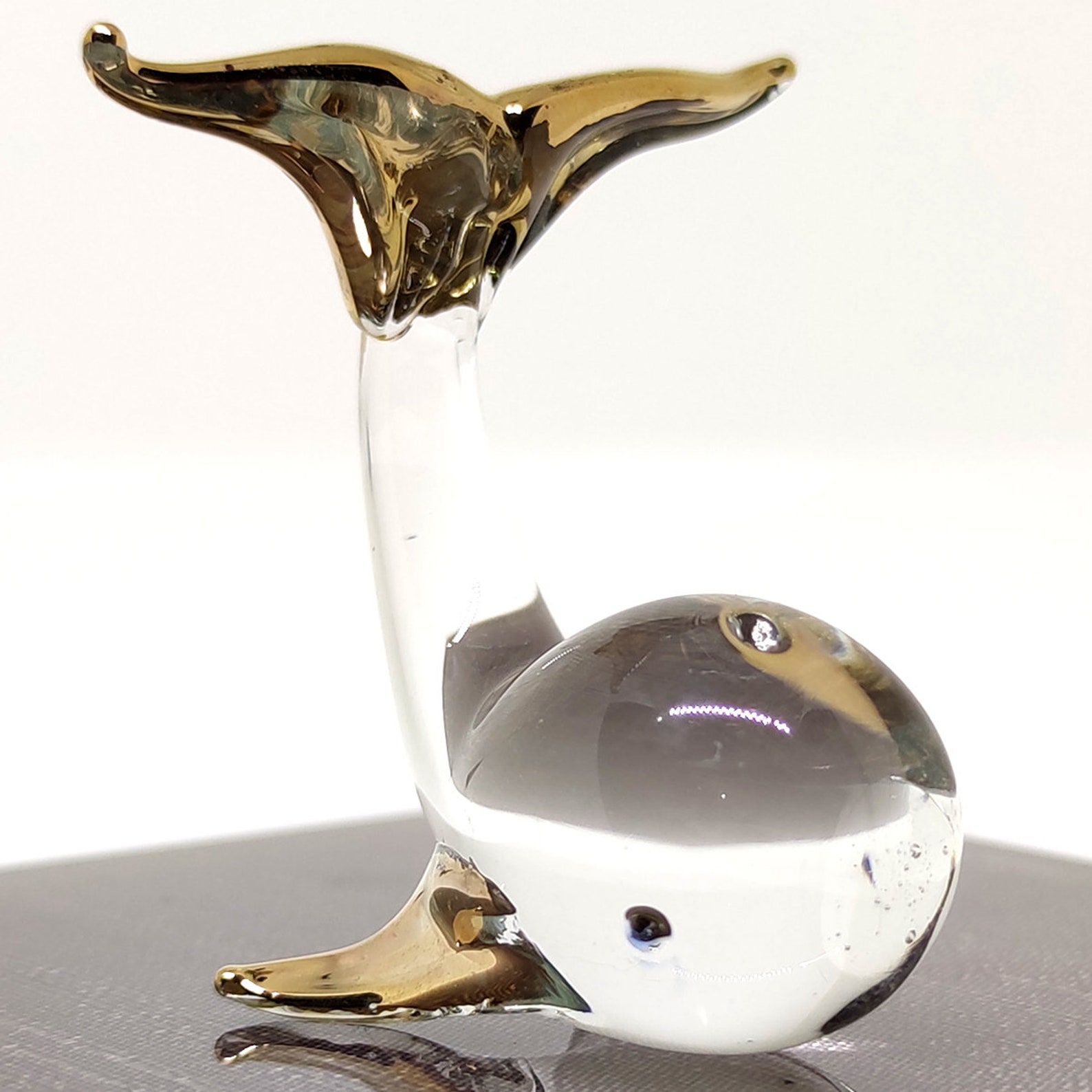 Whale Miniature Figurines Animals Hand Blown Glass Art Gold - Etsy