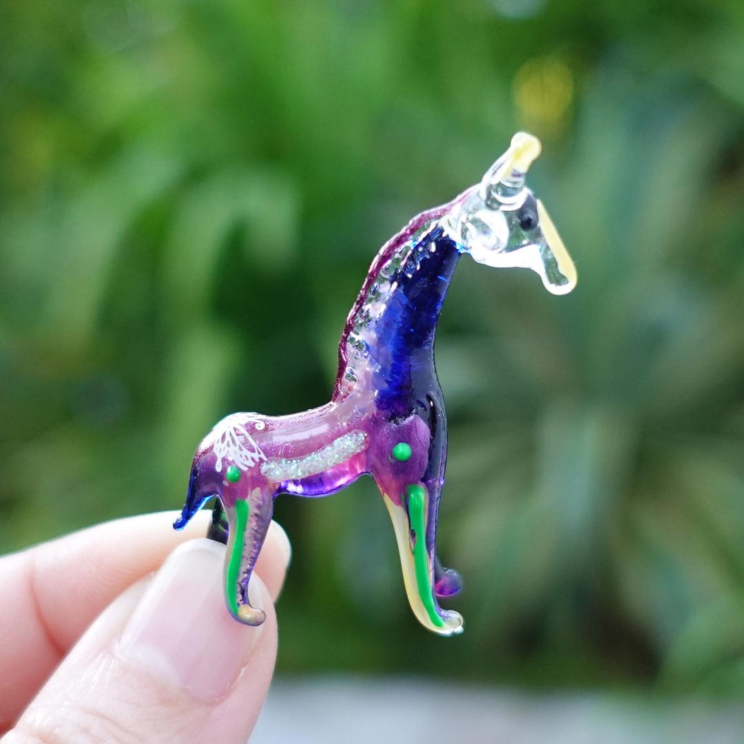 Giraffe Tiny Micro Figurines Hand Blown Glass Art Animals Collectible ...