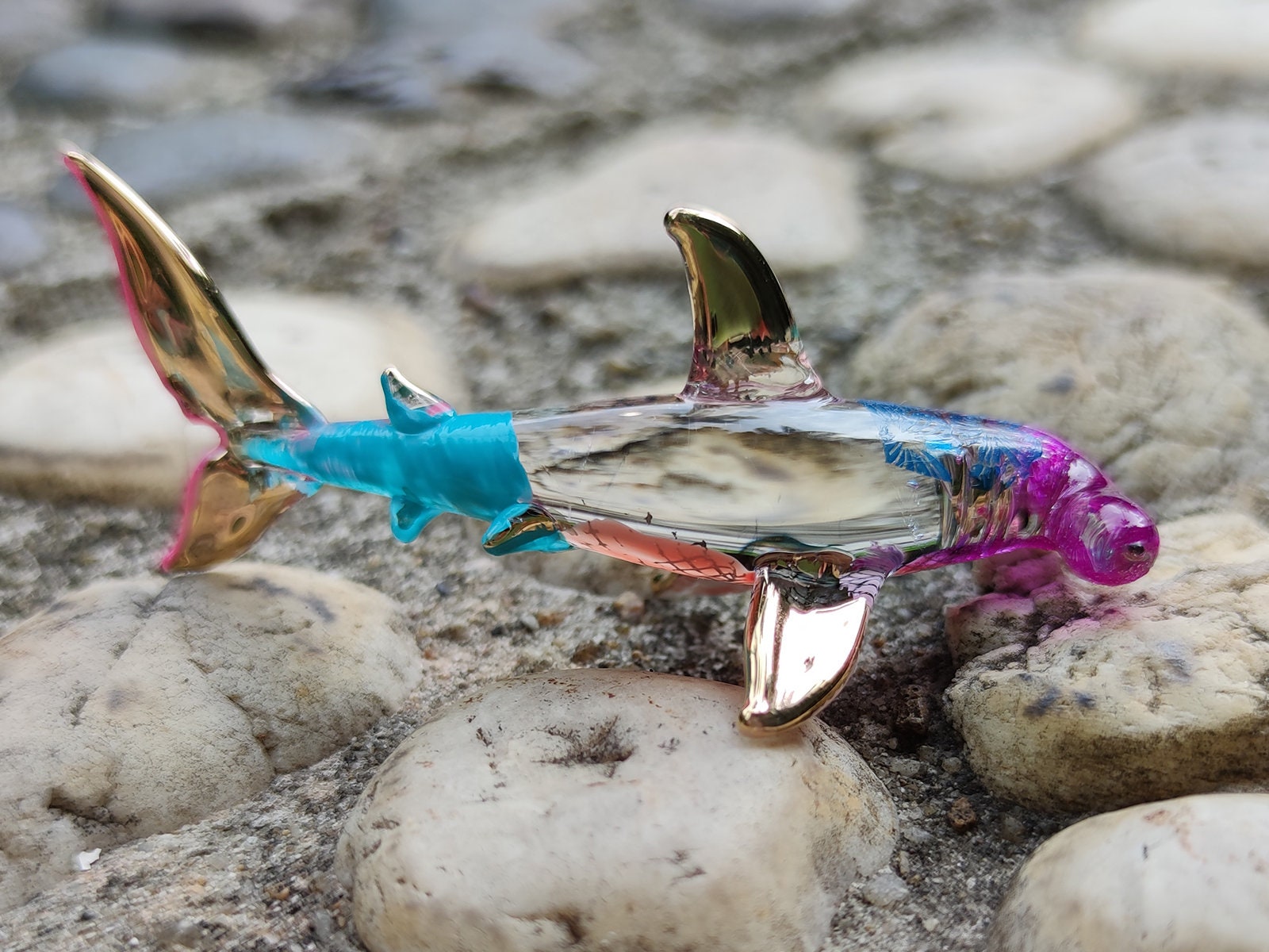 Hammer Head Shark Figurines Hand Painted Glitter Purple Blue - Etsy UK