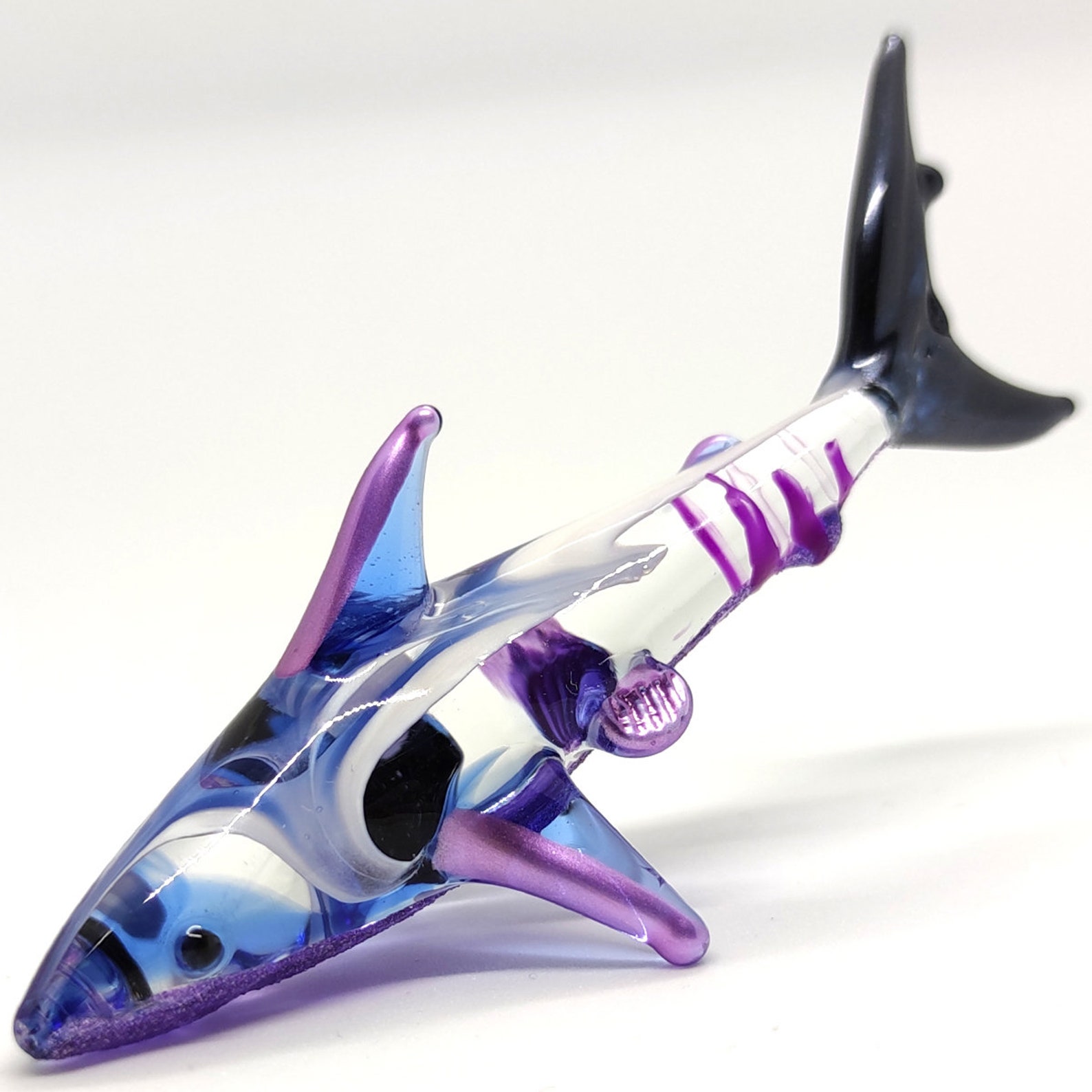Shark Miniature Figurines Animals Hand Blown Glass Art Collectible Gift ...