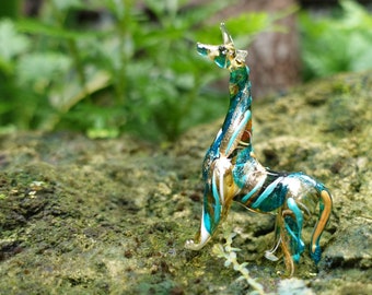 Giraffe Figurines Hand Painted Dark Multi-color Blown Glass Art Animals ...