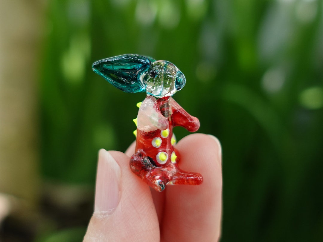Rabbit Micro Tiny Figurines Animals Hand Painted Orange Blue Blown ...