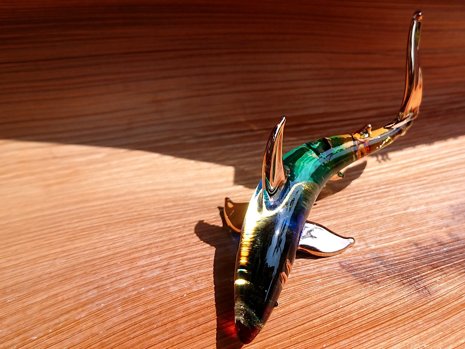 Shark Figurines Hand Painted Glitter Black Green Blown Glass | Etsy