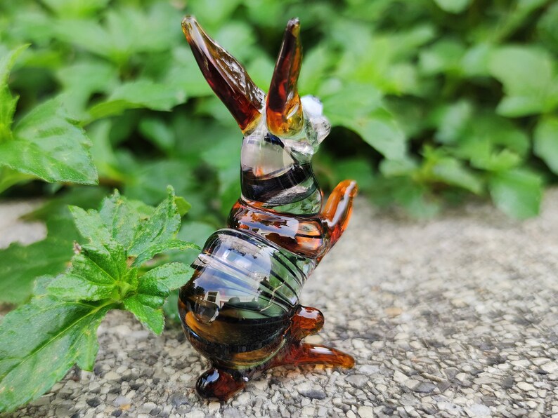 Hare Rabbit Miniature Figurines Animals Hand Blown Color Glass | Etsy