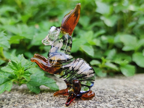 Hare Rabbit Miniature Figurines Animals Hand Blown Color Glass | Etsy