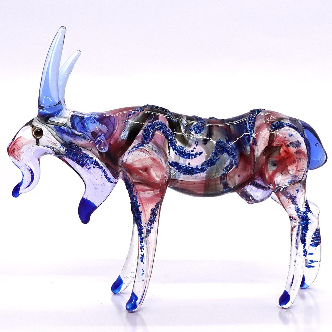 Goat Figurines Animals Hand Painted Blown Glass Art Collectible Gift ...