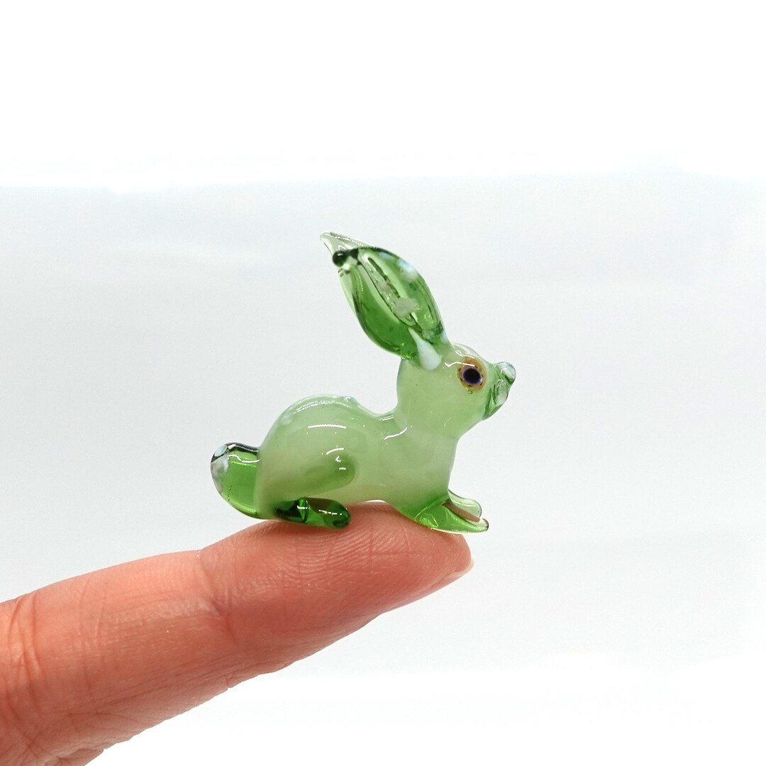 Tiny Micro Rabbit Bunny Figurines Hand Blown Glass Art Animals ...