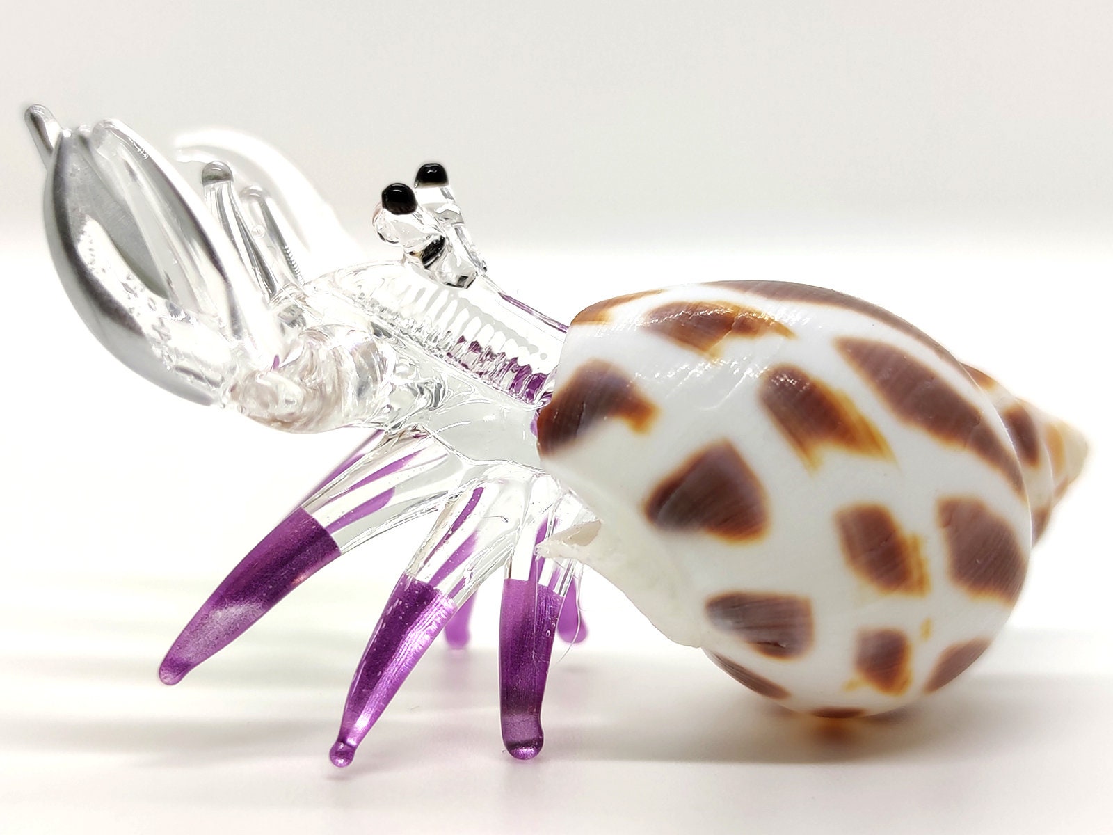 Seashell Hermit Crab Figurines Hand Blown Clear Glass Mix | Etsy