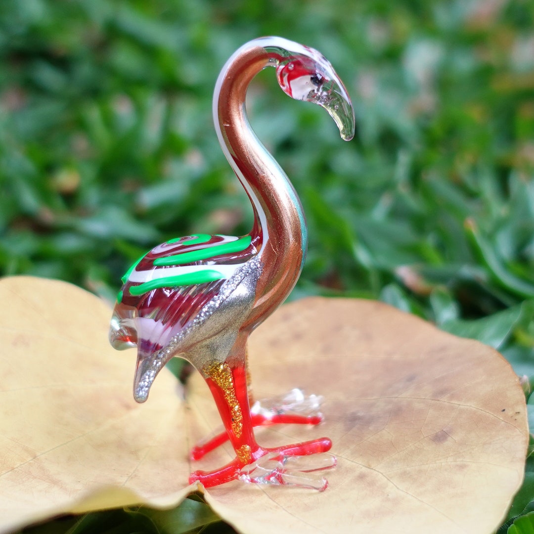 Flamingo Miniature Figurines Animals Hand Blown Glass Art Bird ...