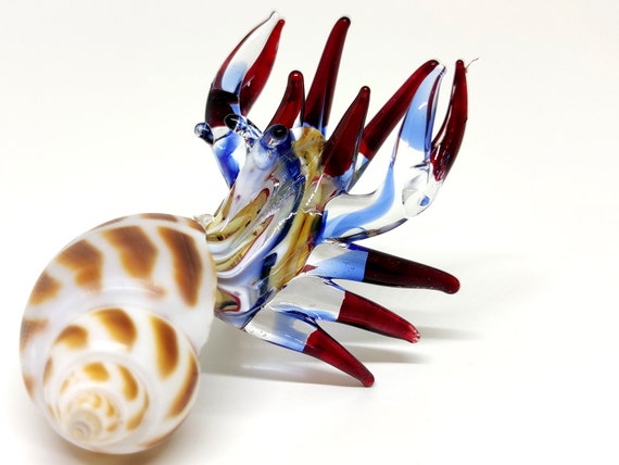 Seashell Hermit Crab Miniature Figurines Animals Hand Blown | Etsy