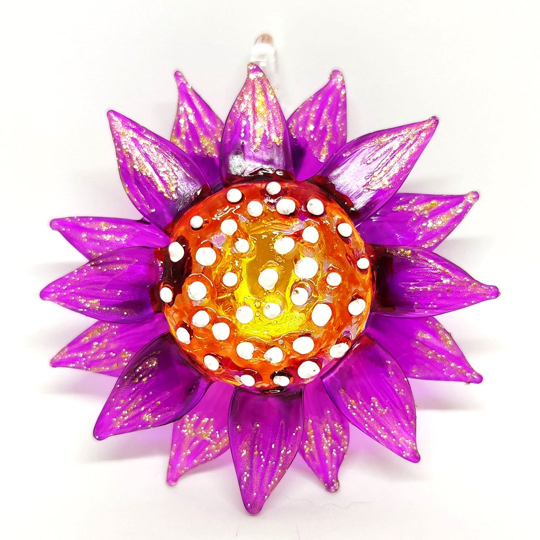 Sunflower Wall Hanging Statues Figurines Blown Glass Art Hand Painted ...
