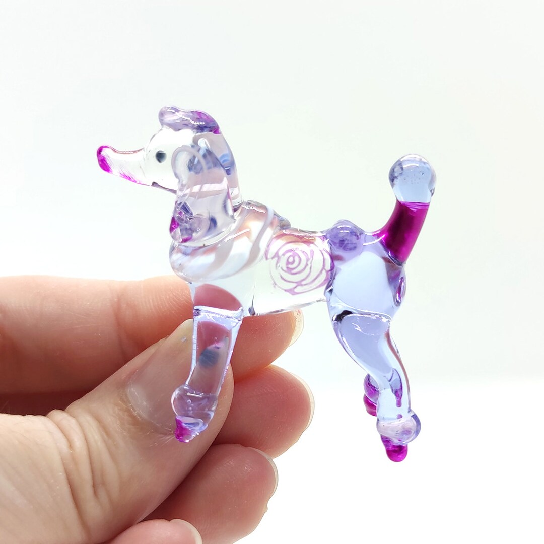Poodle Miniature Tiny Figurines Dog Animals Hand Painted Blown Glass ...