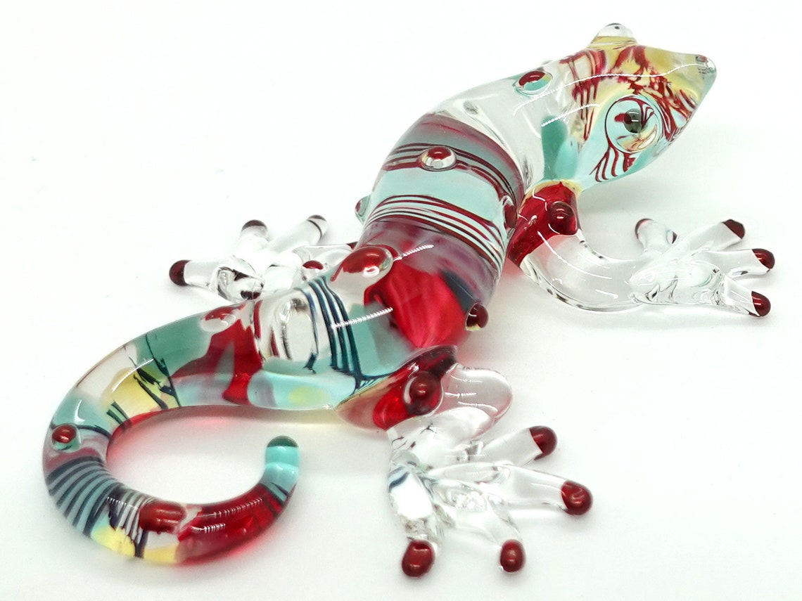 Gecko Figurines Animals Hand Painted Blown Glass Art - Etsy
